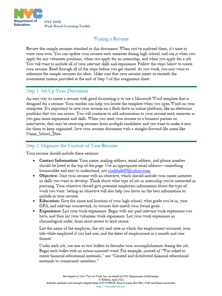 16.7 Writing A Resume Handout W Samples | PDF | Résumé | Proofreading