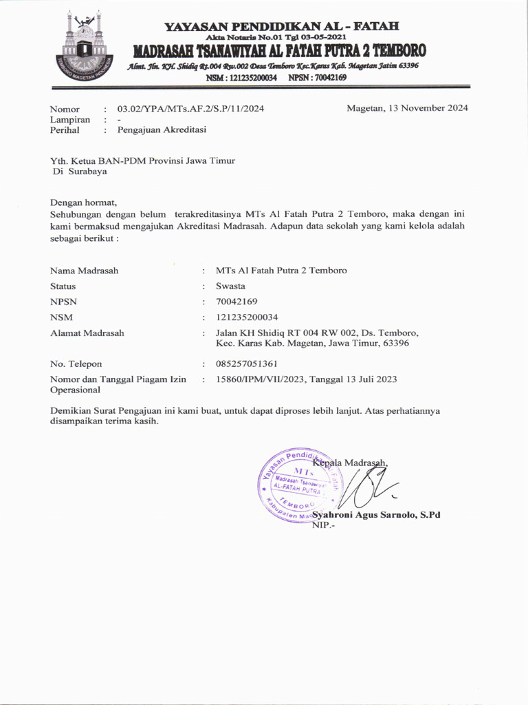 Surat Pengajuan | PDF