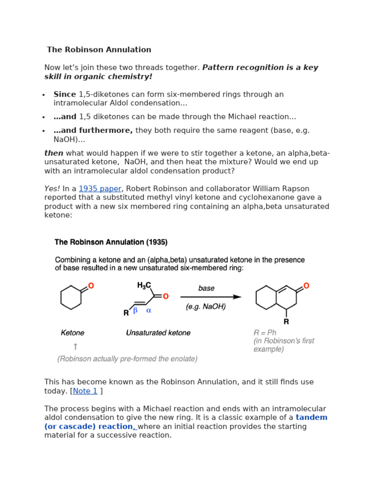 The Robinson Annulation | PDF | Ketone | Organic Reactions