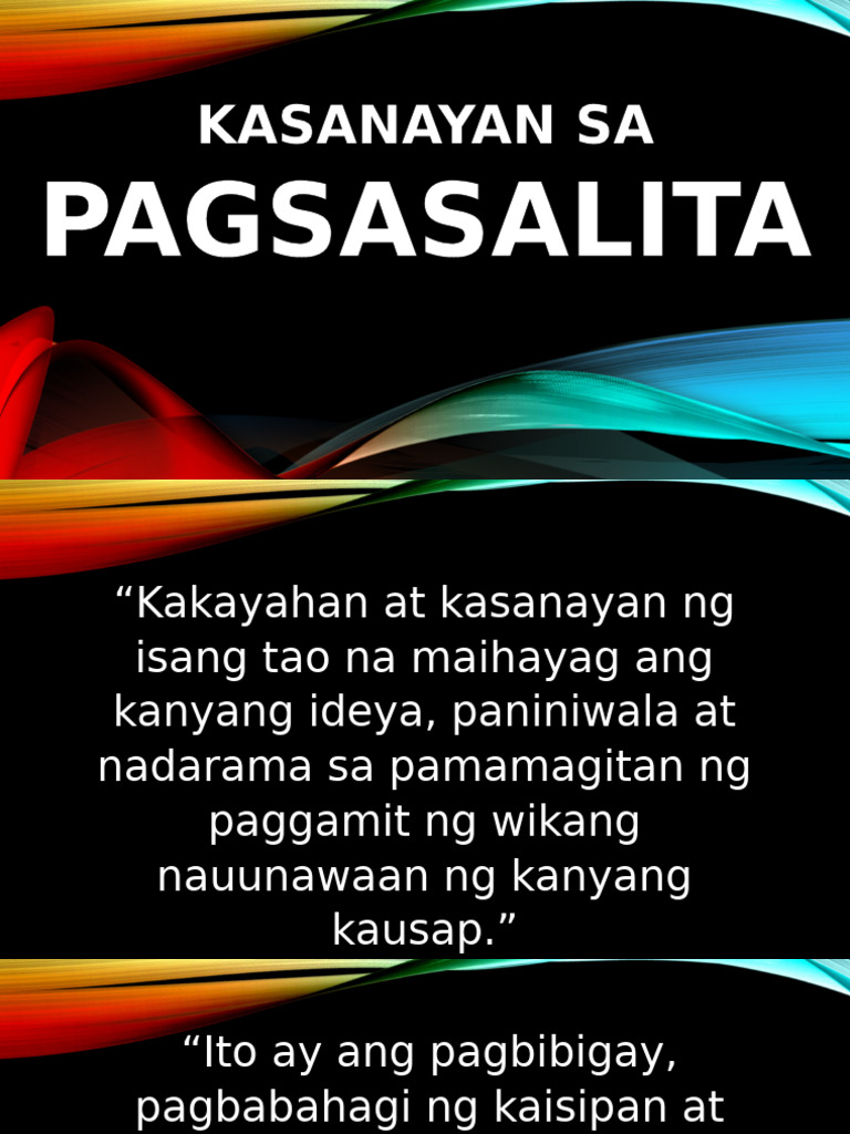 Kasanayan Sa Pagsasalita | PDF