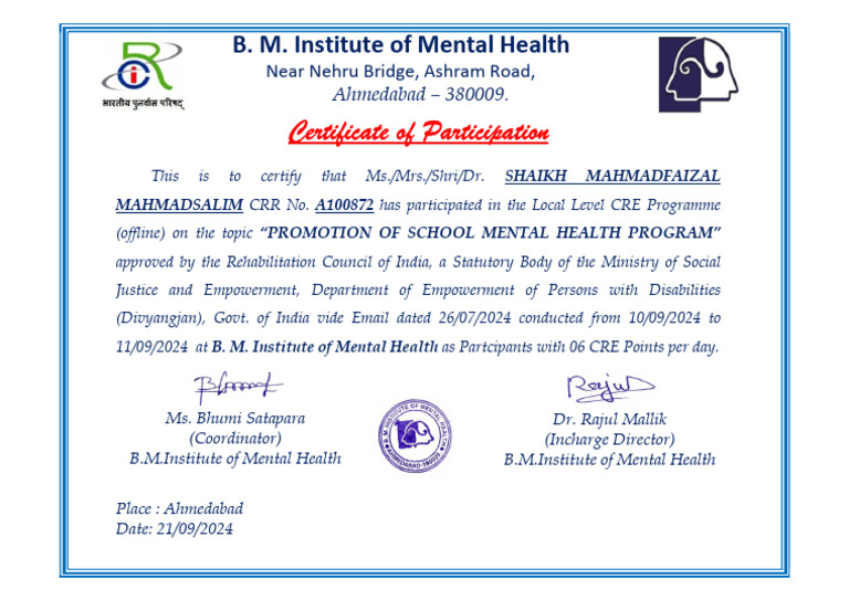 Cre Certificate Sept 2024-10 | PDF