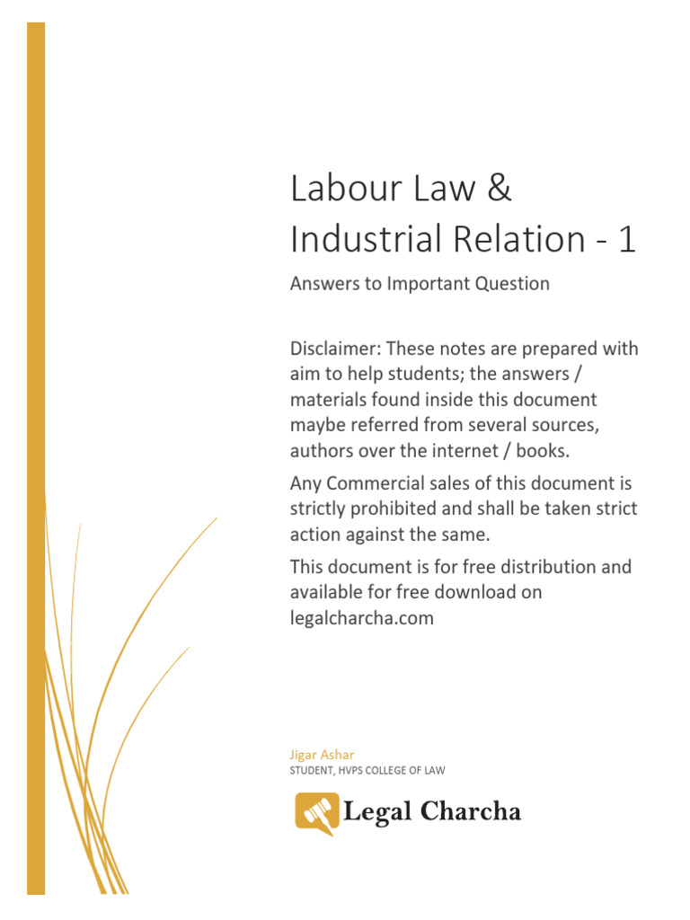 Labour-Law-Industrial-Relations-1-1 | PDF | International Labour Organization | Strike Action