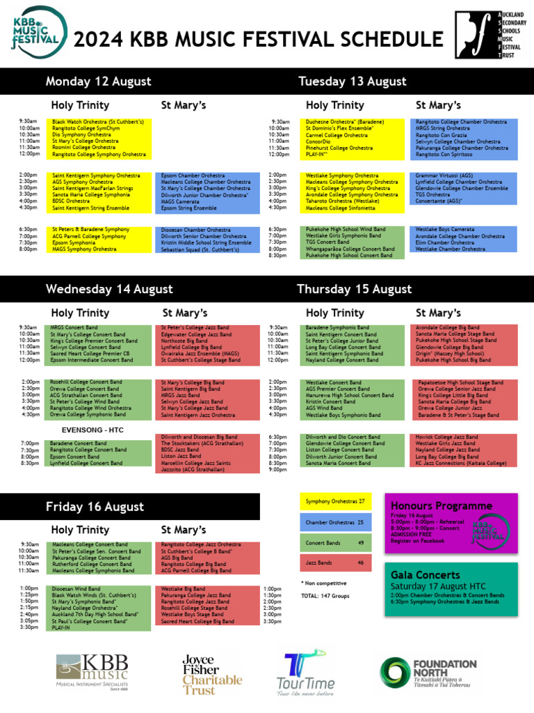 KBB Schedule 2024 | PDF | Symphony | Orchestras