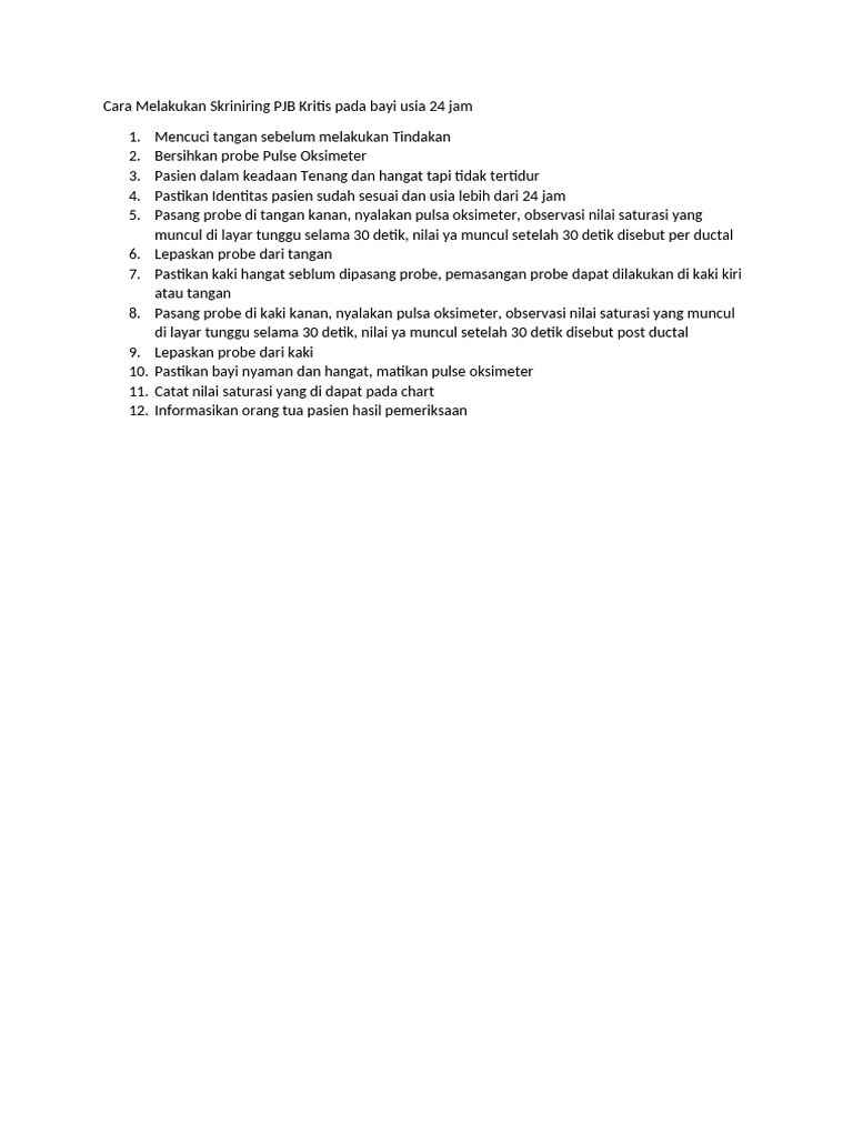 Skrining PJB Kritis pada Bayi | PDF