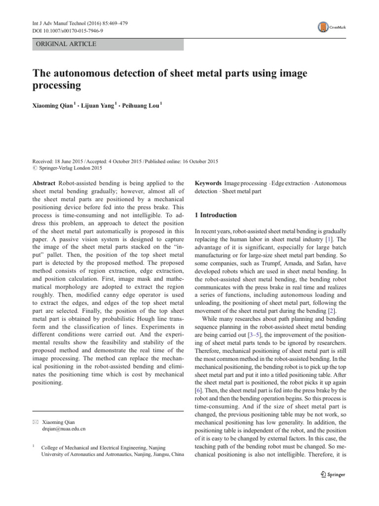 Autonomous Sheet Metal Detection | PDF | Computer Vision | Image ...