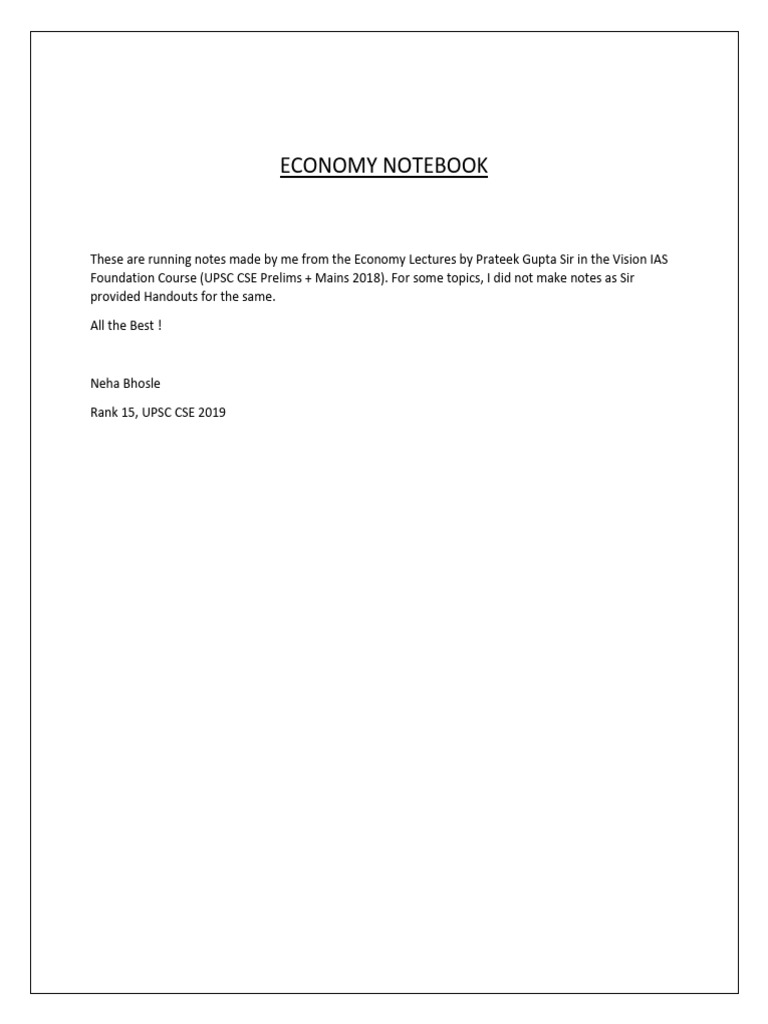 Economy Notebook - Vision | PDF | Business | Finance & Money Management