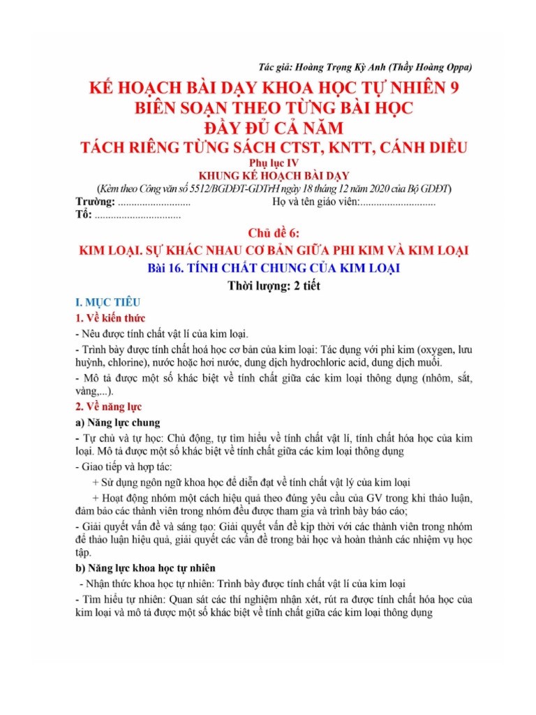 KHBD KHTN 9 CD Phan Hoa Hoc | PDF