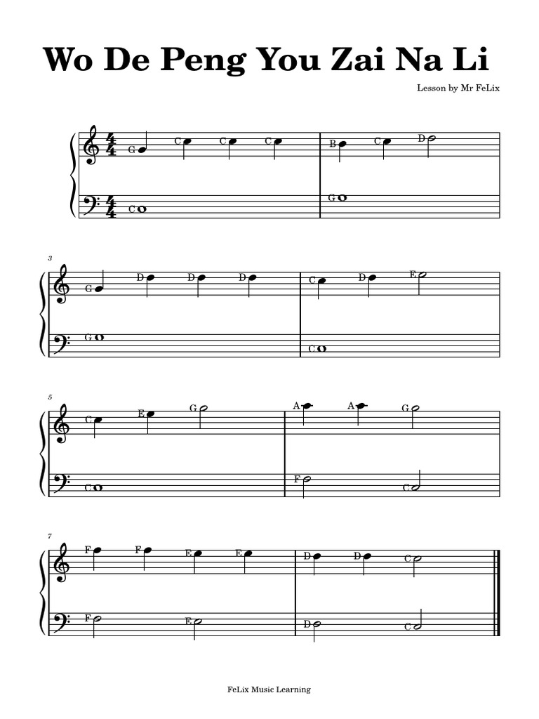 Wo de Peng You Zai Na Li (2 Hands) | PDF