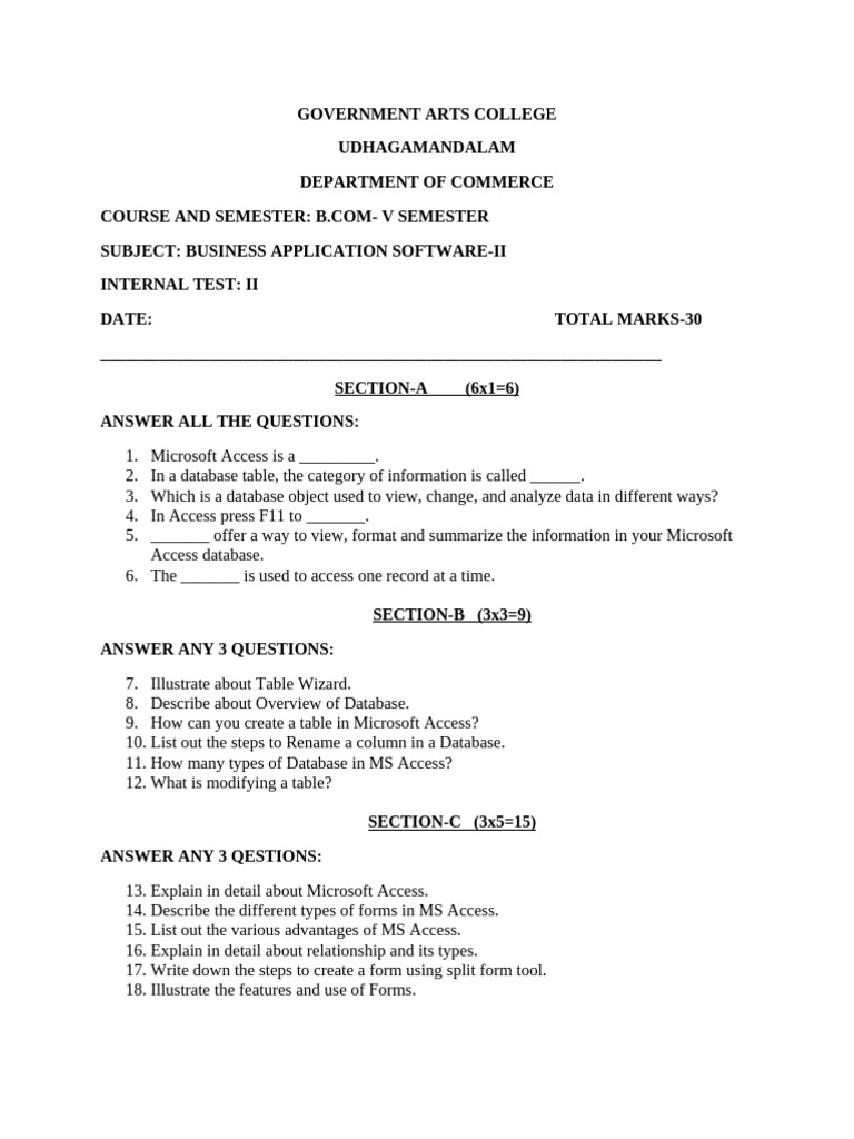 Business Application Software - 2 QP2 | PDF