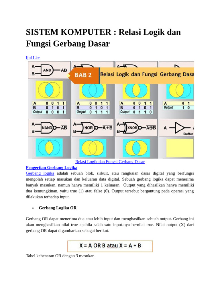 Fungsi dan Relasi Gerbang Logika | PDF