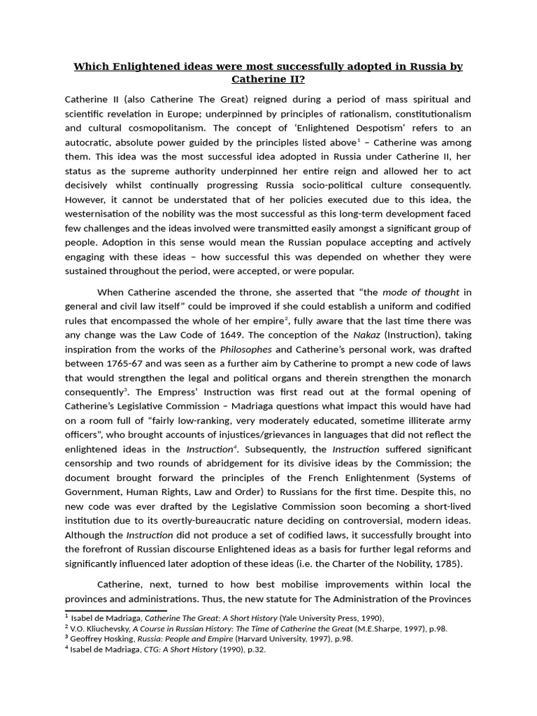 Catherine the Great's Enlightened Reforms | PDF | History