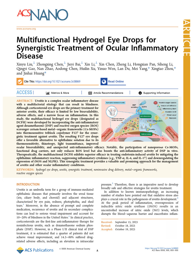 Liu Et Al 2023 Multifunctional Hydrogel Eye Drops For Synergistic ...