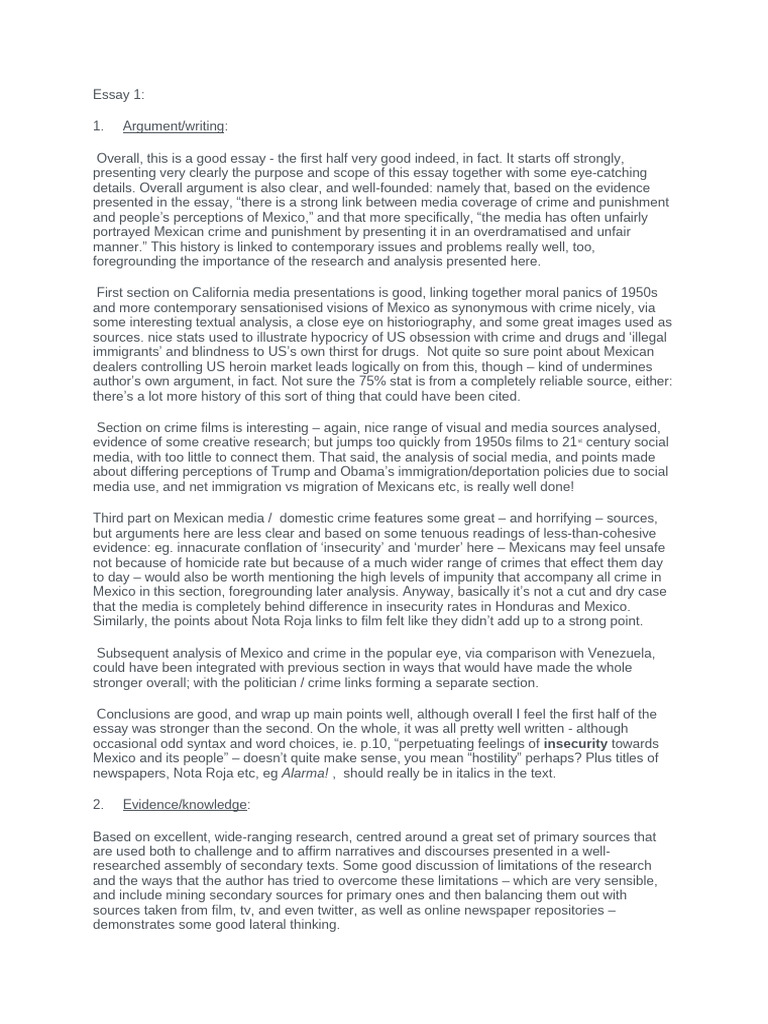 Crime and Punishment Example Feedback | PDF | Smuggling | Essays