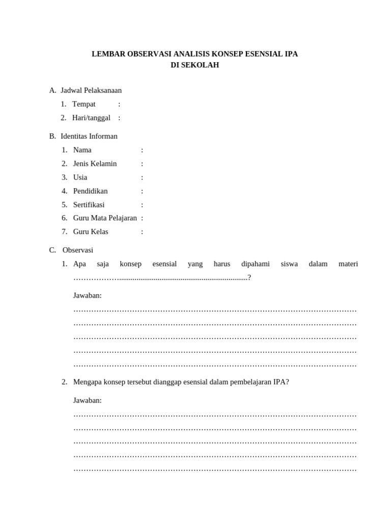 LEMBAR OBSERVASI GURU IPA Mapel | PDF