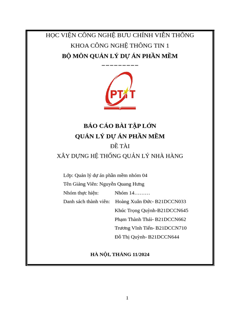 BTL QLDA Nhom14 | PDF