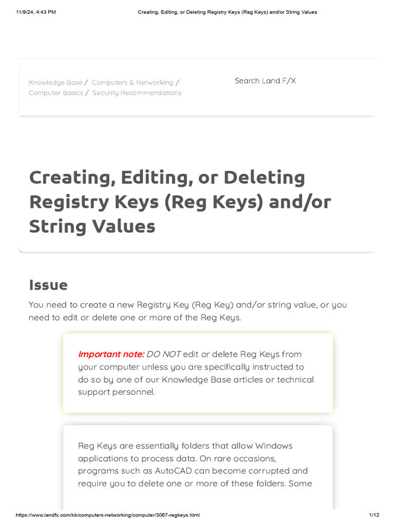 Creating, Editing, or Deleting Registry Keys (Reg Keys) and - or String Values | PDF | Windows ...