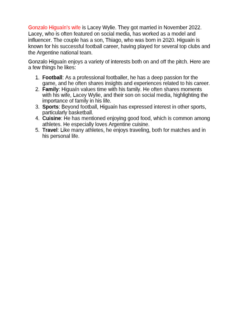 Inside Higuaín's Life & Interests | PDF | Sports & Recreation