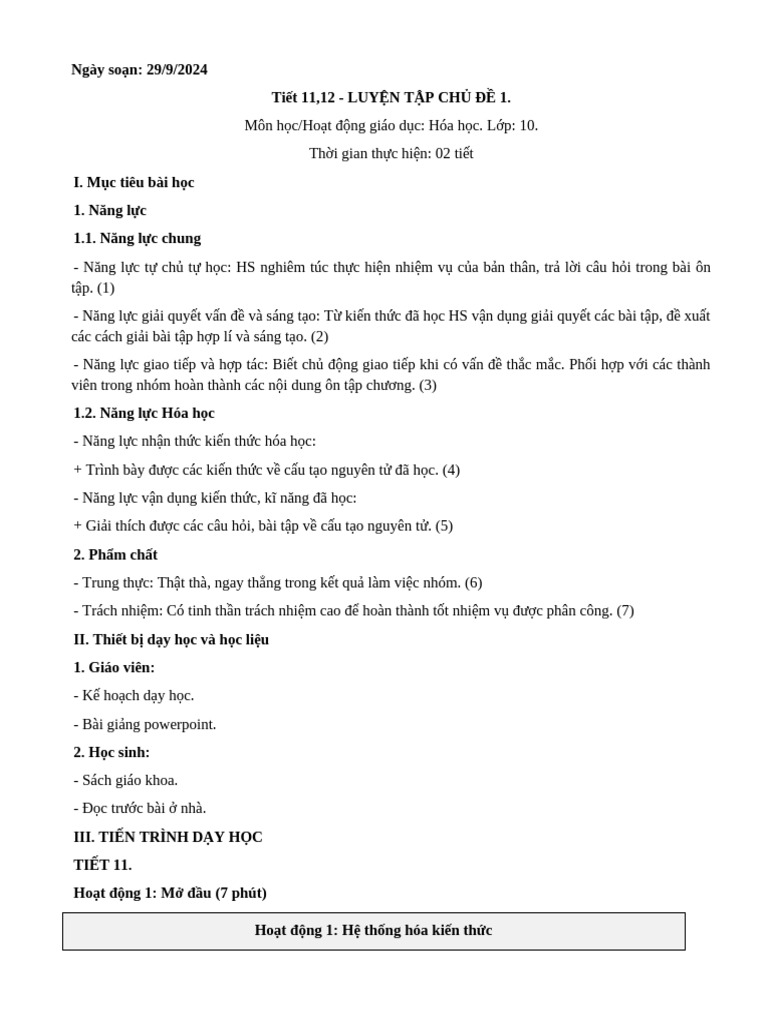 HO10.CD.Ôn tập chương 1 | PDF