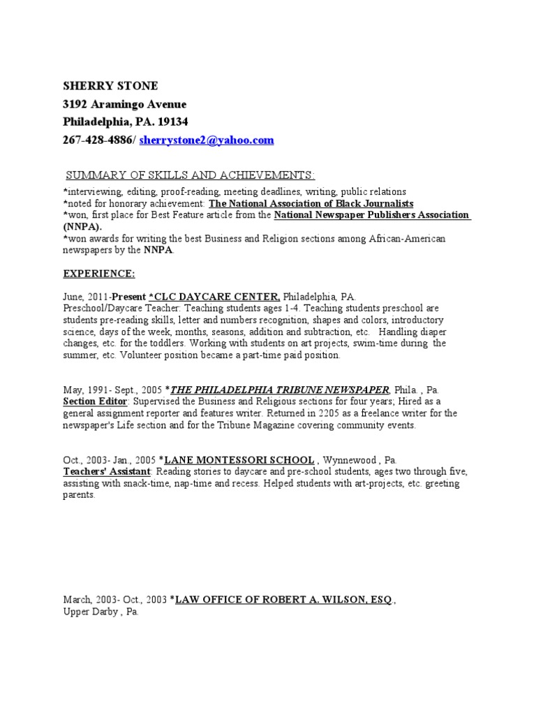 Sherry Stone | Download Free PDF | Day Care | Philadelphia