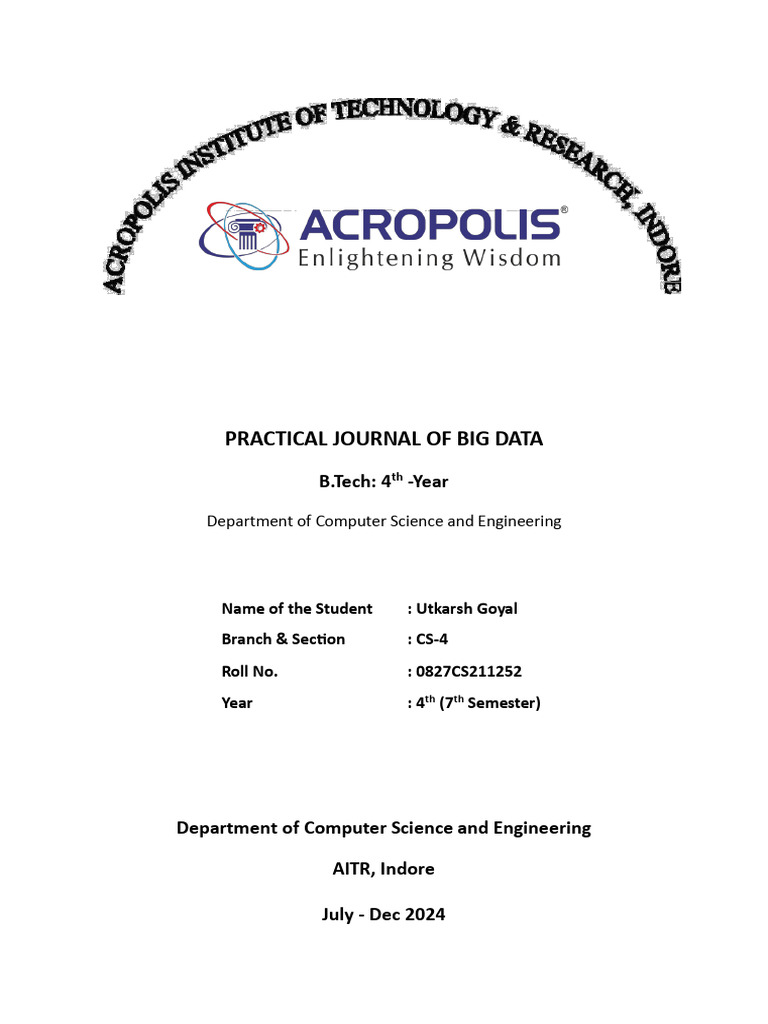 Big Data Lab File | PDF | Apache Hadoop | Databases