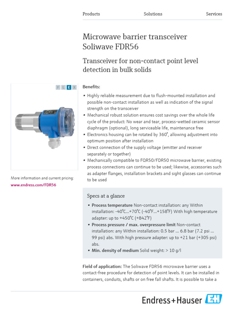 Endress-Hauser Soliwave FDR56 EN | PDF | Solid | Equipment