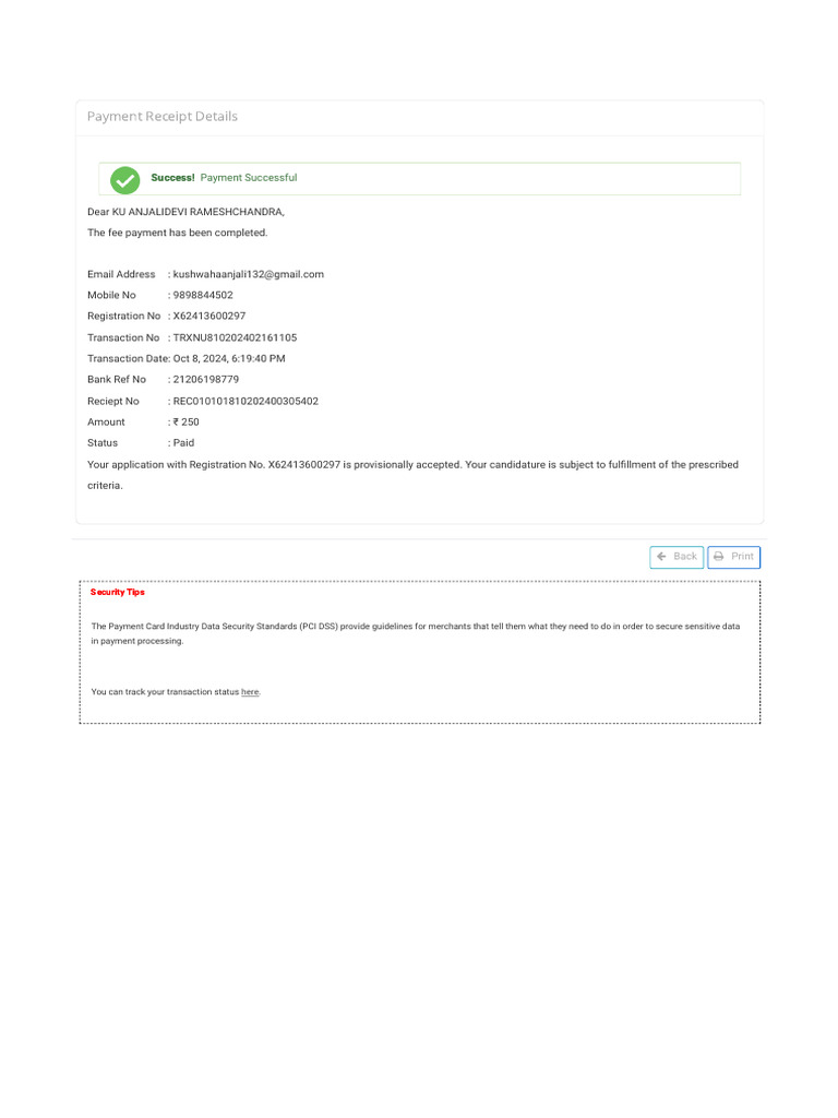 Payment Receipt Details: Success! | PDF | Finance & Money Management