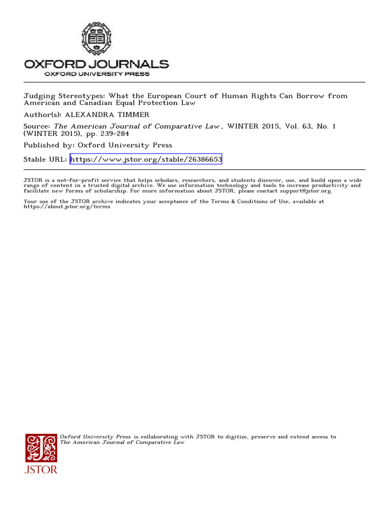 ECtHR Stereotyping Insights from US/Canada | PDF | Stereotypes ...