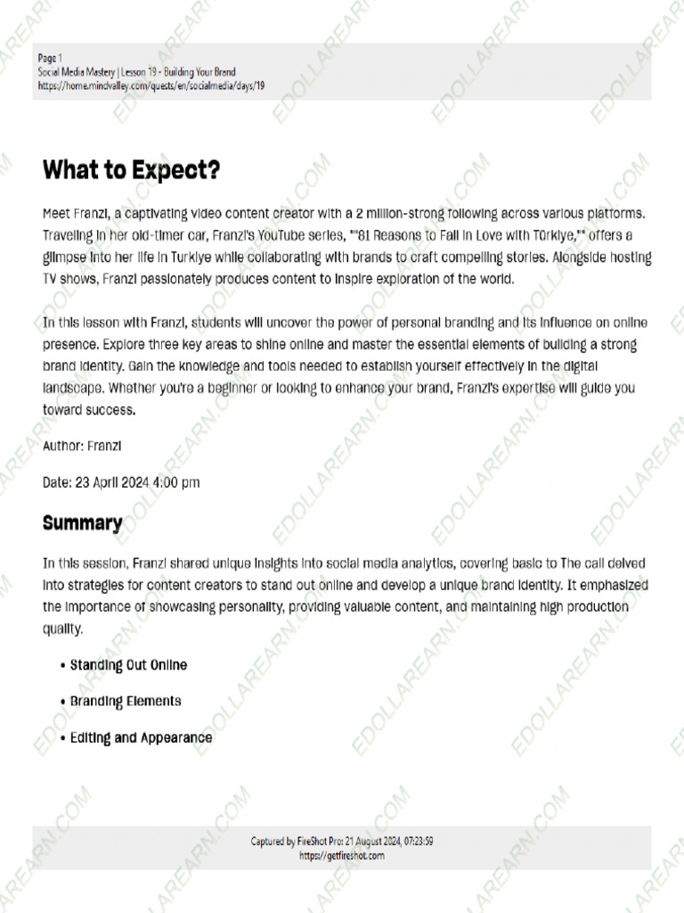 19-Building Your Brand | PDF