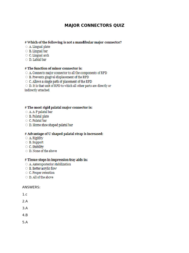 Major Connectors Quiz | PDF