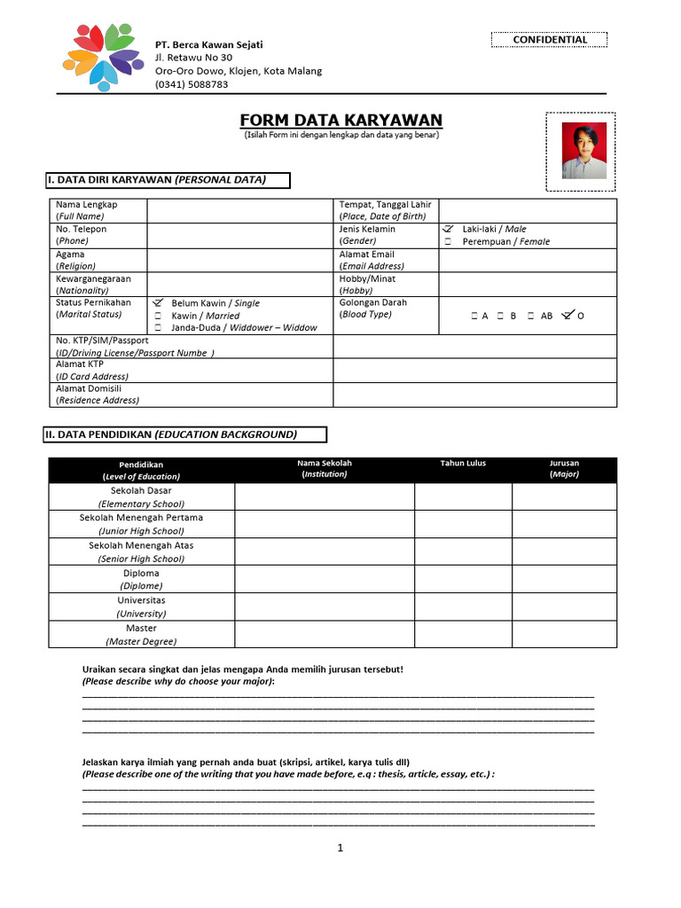 Form Data Karyawan 2024 | PDF