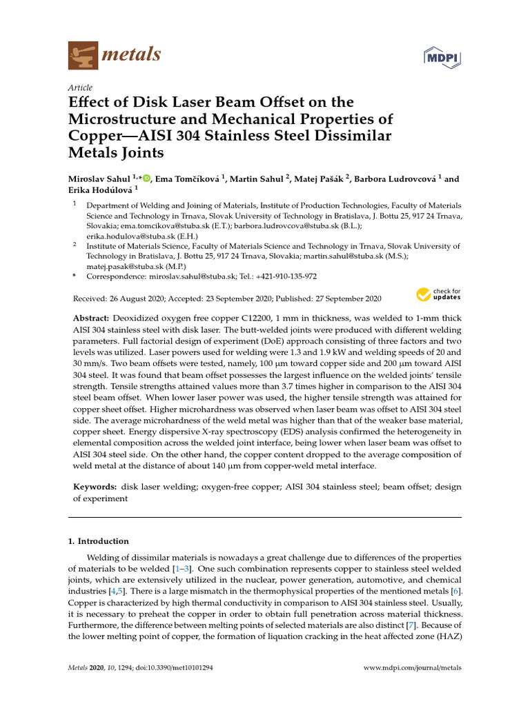 Effect of Disk Laser Beam Offset On The Microstructure and Mechanical ...