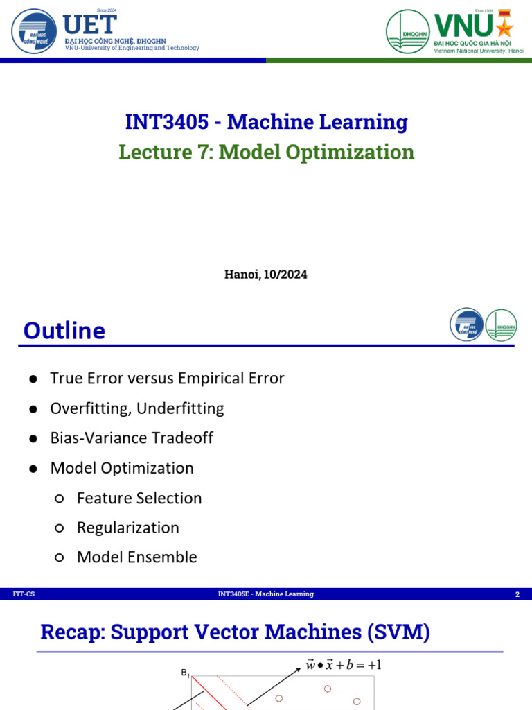Lecture 7 Feature Selection And Model Optimization Pdf Support Vector Machine Machine Learning
