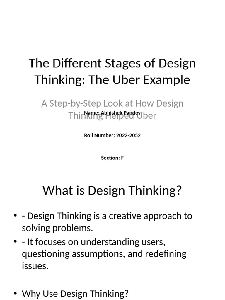 Design Thinking Uber Presentation With Name | PDF | Design Thinking | Prototype