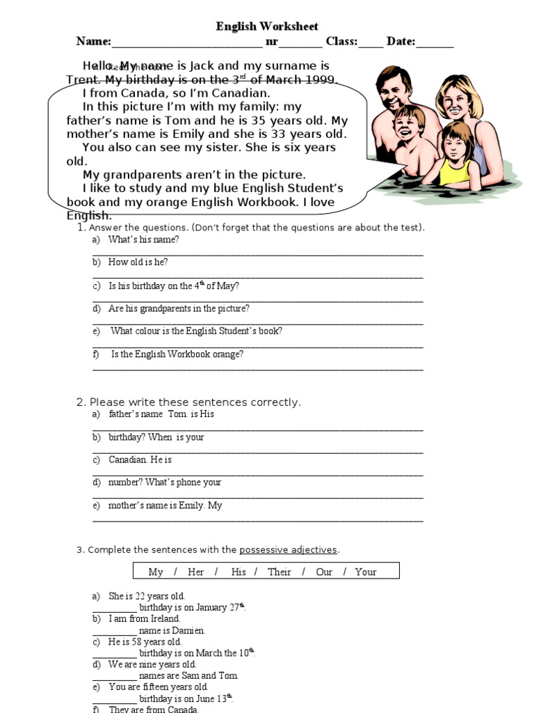 Year 1 English Worksheet Exercise | PDF