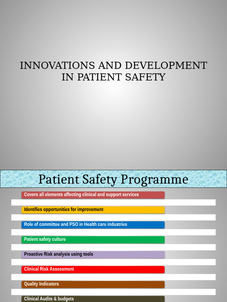 Patient Safety Innovations & Tools | PDF | Patient Safety | Patient