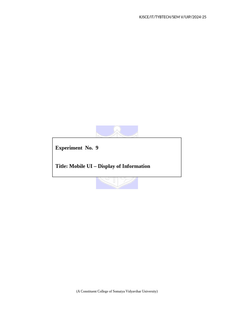 EXP-9 | PDF | User Interface | Mobile App EXP-9 | PDF | User Interface | Mobile App
