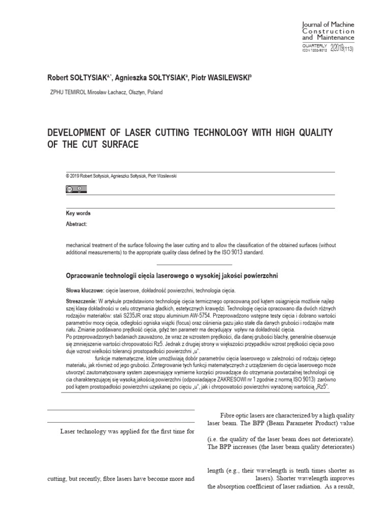 Robert Soltysiak-DEVELOPMENT OF LASER CUTTING TECHNOLOGY WITH HIGH ...