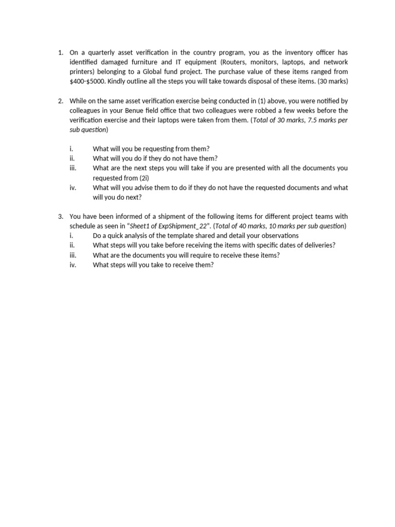 Inventory Officer Written Interview Questions and Answers | PDF