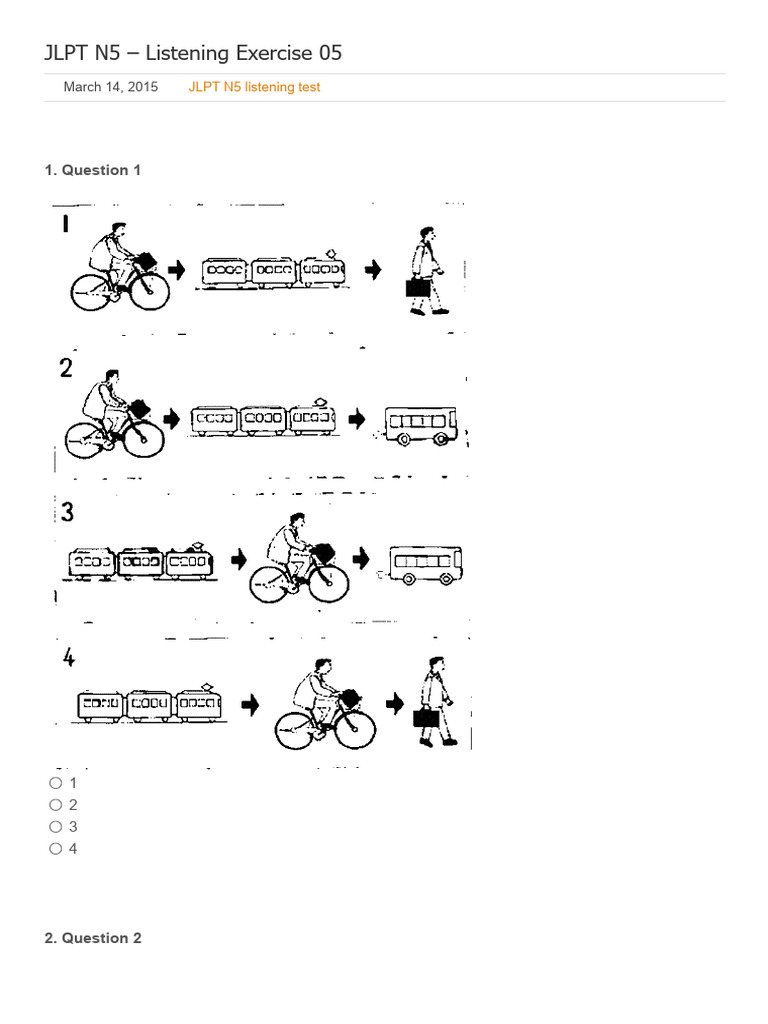JLPT N5 Listening Test Answers | PDF
