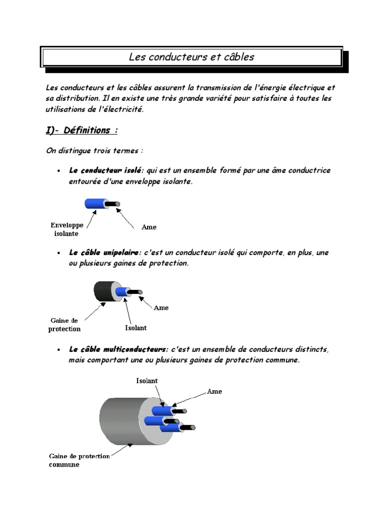 Les Conducteurs Et Cables | PDF | Résistance (électricité) | Tension ...
