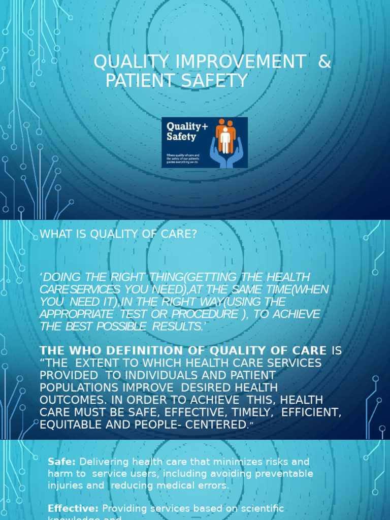 Quality Improvement and Patient Safety | PDF | Patient Safety | Health Care