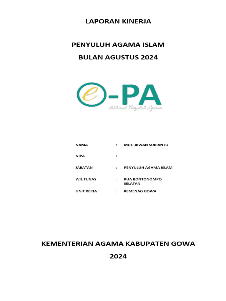 Laporan Agustus Irwan S.bonsel | PDF