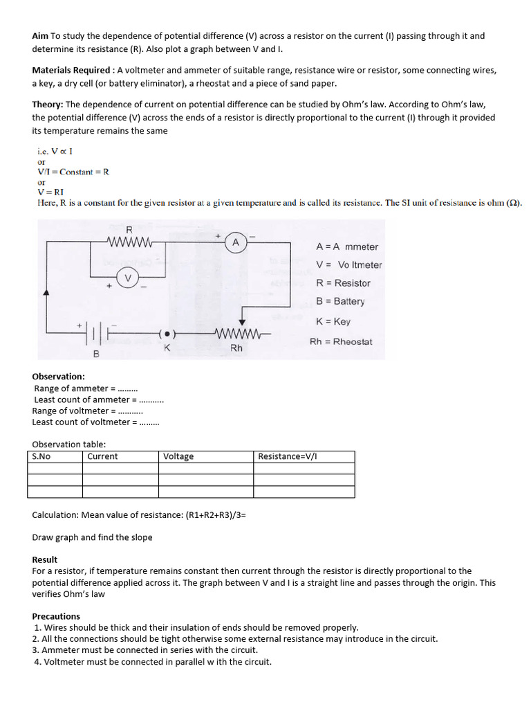 Ohm's Law & Resistor Analysis Guide | PDF | Series And Parallel ...