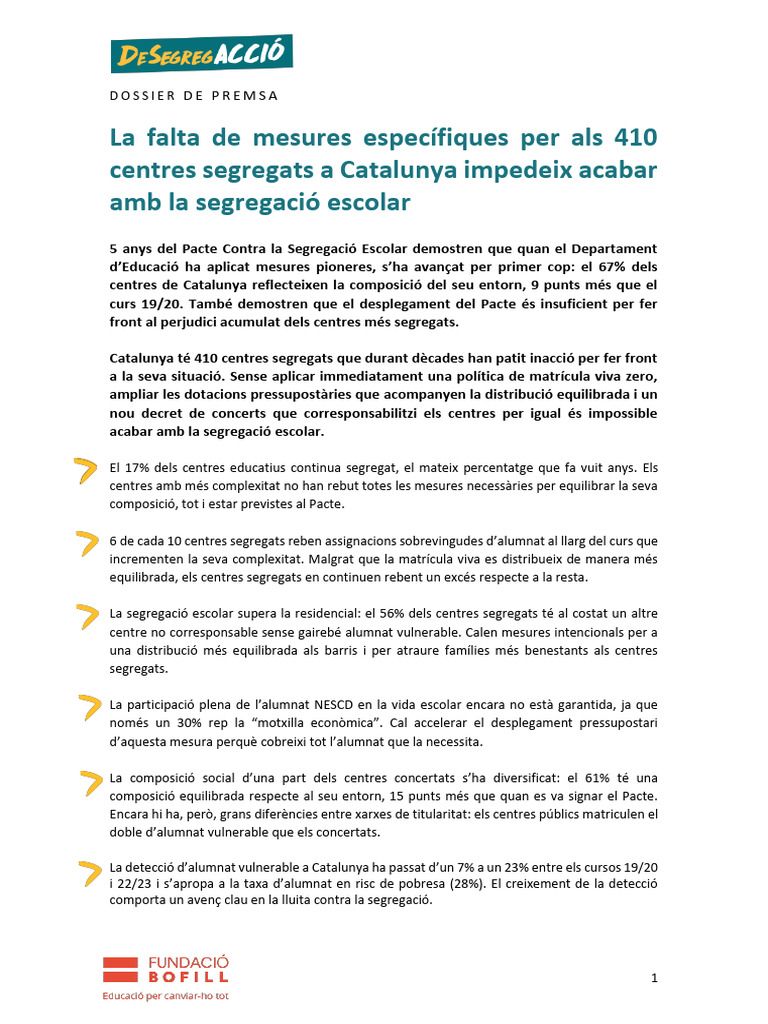 Fq0 La Falta de Mesures Especifiques Per Als 410 Centres Segregats A ...
