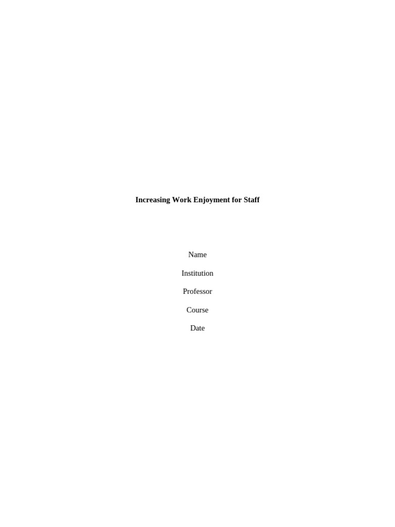 Increasing Work Enjoyment For Staff | PDF | Happiness | Reinforcement
