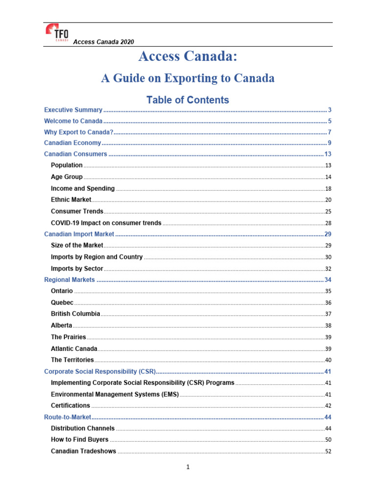 Guide to Exporting to Canada 2020 | PDF | Provinces And Territories Of ...