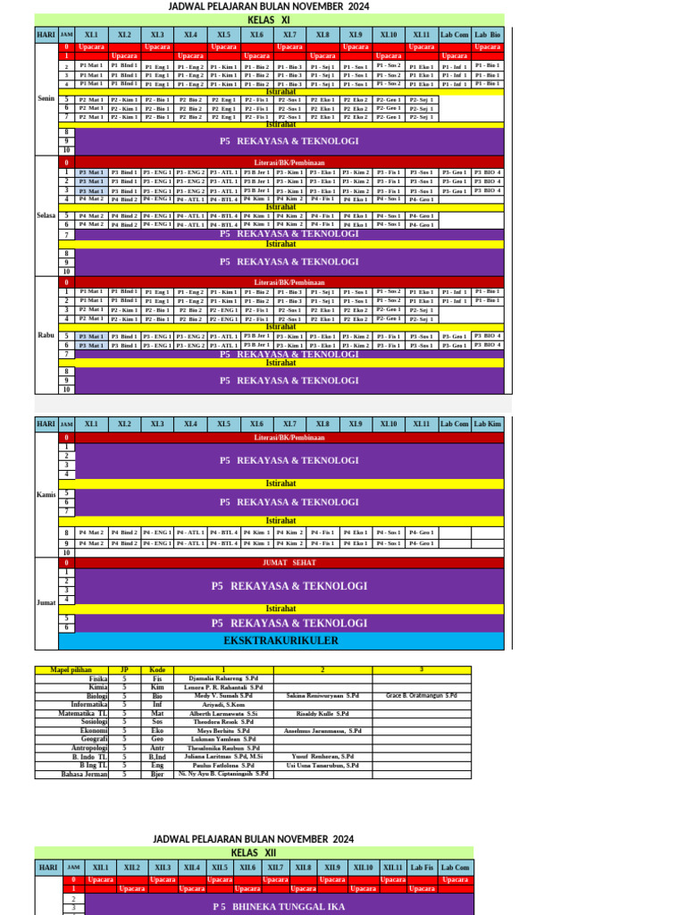 Jadwal Nov 2024 Kls 11 12 | PDF