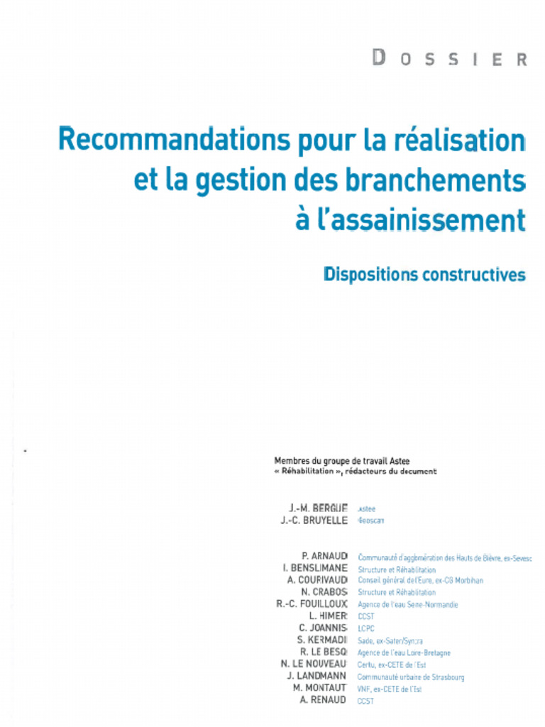 ASTEE Recommandations Pour La Realisation Et La Gestion Des ...