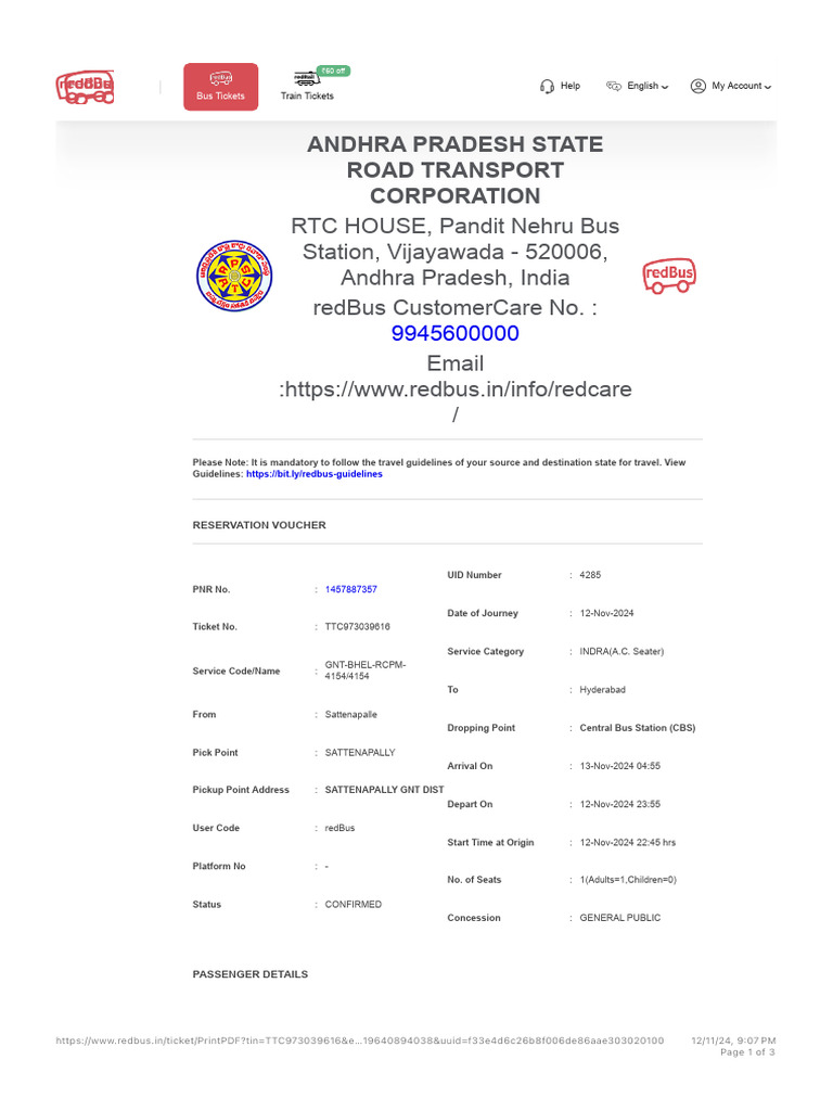 Bus Ticket | PDF | Identity Document