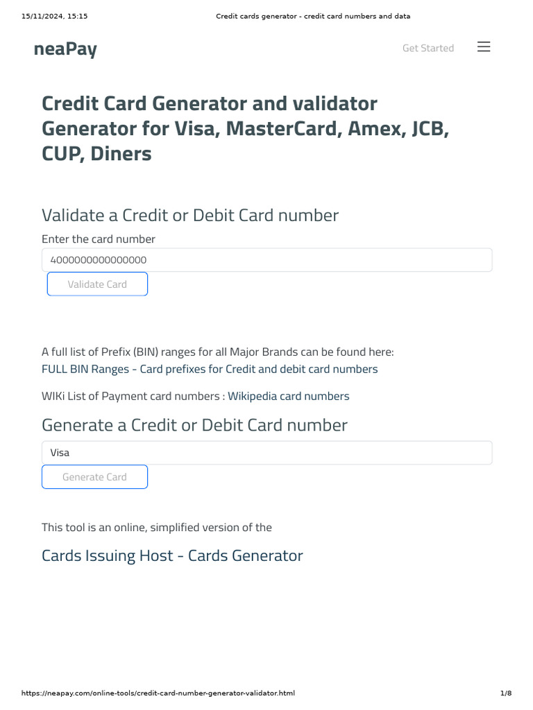 1 Credit Cards Generator - Credit Card Numbers and Data | PDF | Credit ...